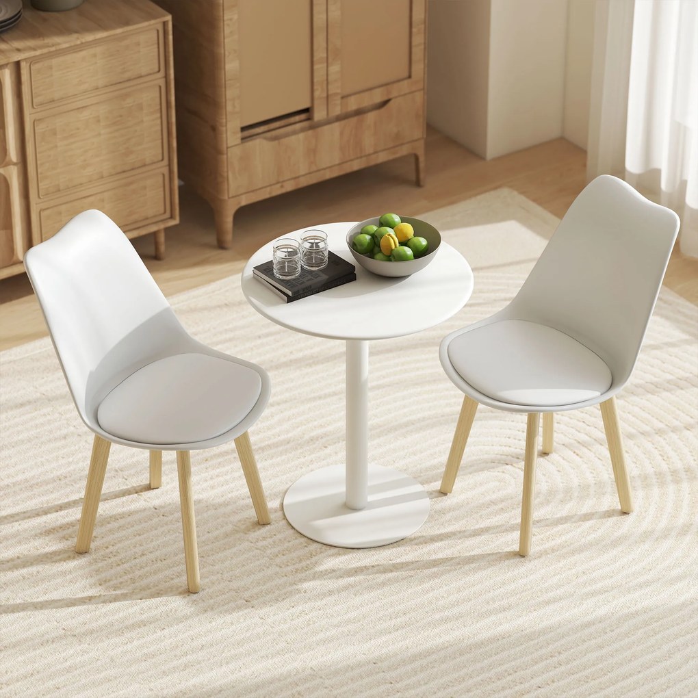 HOMCOM Jídelní Stůl, Kulatý Kuchyňský Stůl pro 2 Osoby, Moderní Jídelní Stůl do Obývacího Pokoje, Zahrady, Ocel, Ø60 x 72 cm, Bílý