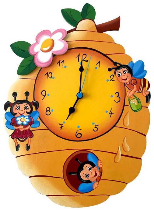 Ručně malované dětské hodiny včelí úl tiché