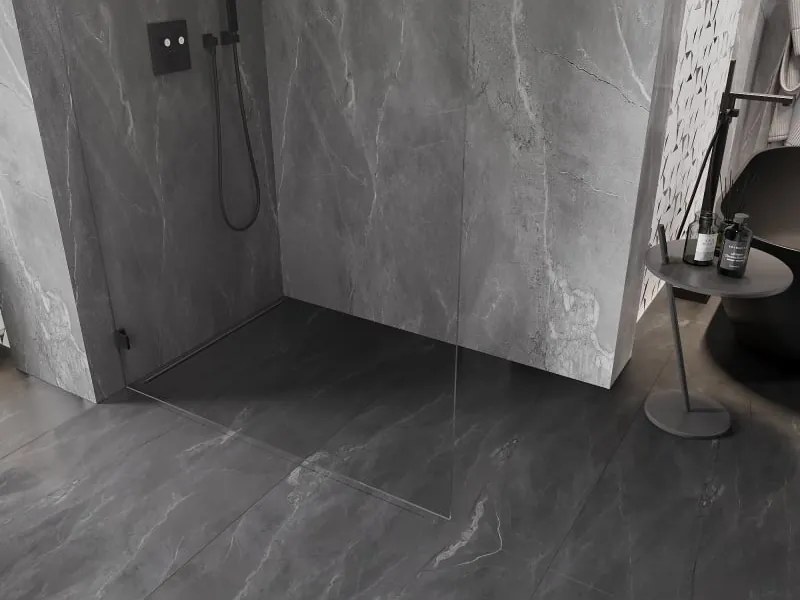 Mexen Lunar L sprchová stěna Walk-in levá 70 x 200 cm, transparentní 8 mm, černá - 830L-070-000-70-00-L