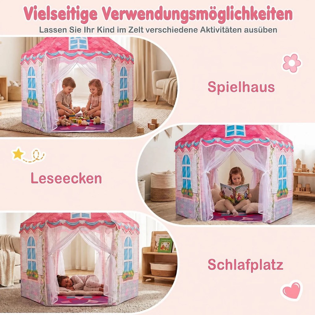 Costway Dětský stan v designu princeznovského hradu pro děti od 3. Play tent