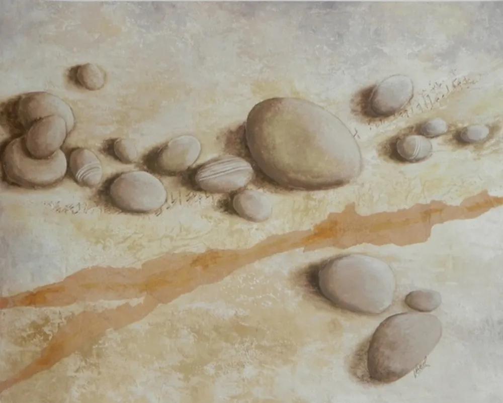 ART-STYLE Obrázek 40x50, kameny, rám sv. dub - červotoč