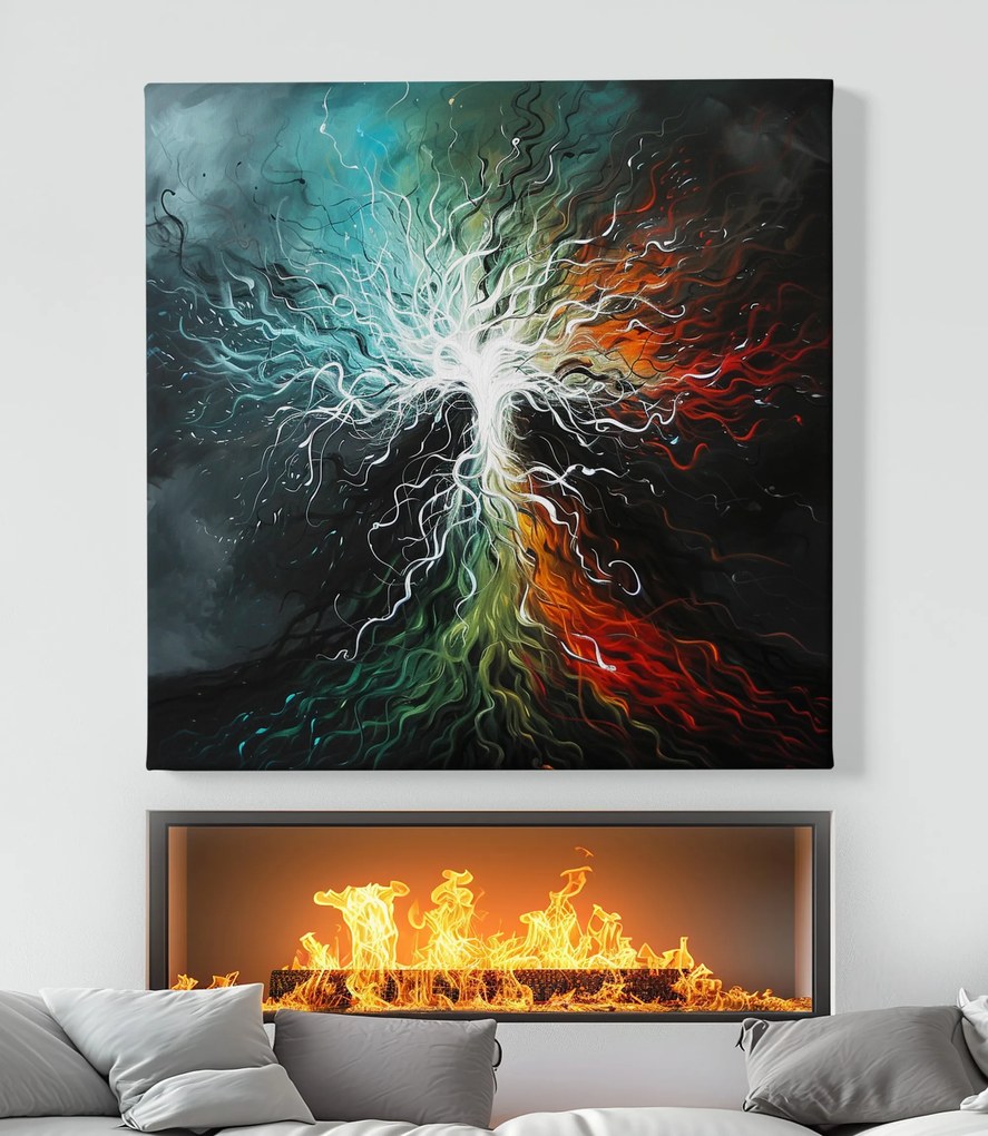 Obraz na plátně - Strom života Bílý průsvit FeelHappy.cz Velikost obrazu: 140 x 140 cm