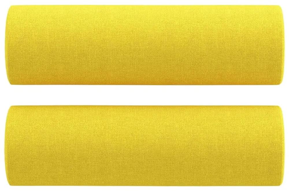 Petromila 2místná pohovka s polštáři světle žlutá 140 cm textil