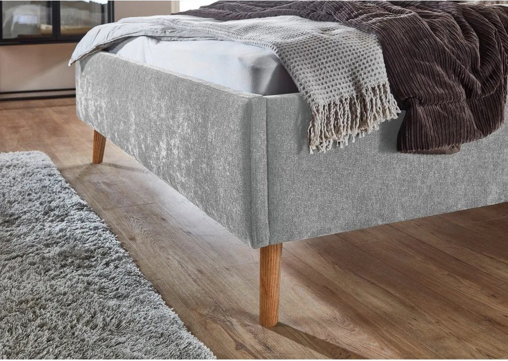 Šedá čalouněná dvoulůžková postel s úložným prostorem s roštem 180x200 cm Nova – Meise Möbel