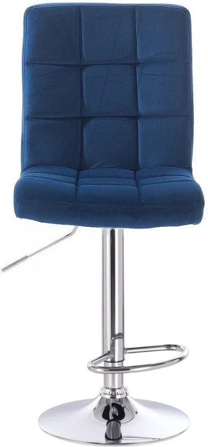 LuxuryForm DESIGN Barová židle TOLEDO VELUR na stříbrné kulaté podstavě - modrá