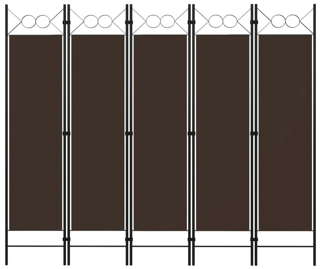 5dílný skládací paraván hnědý 200 x 180 cm