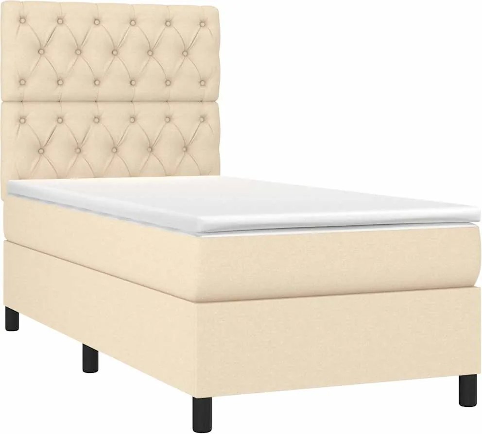 Box spring postel s matrací a LED krémová 80 x 200 cm textil 3135074