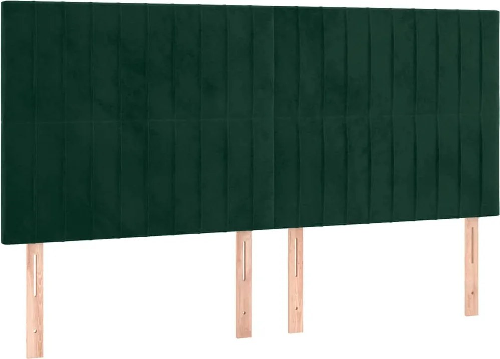 Čelo postele s LED tmavě zelená 180x5x118/128 cm samet 3122725