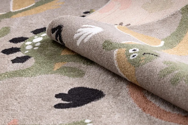 Dywany Łuszczów, Dětský kusový koberec Fun Dino beige, 280x370, vícebarevná, dětský pokoj