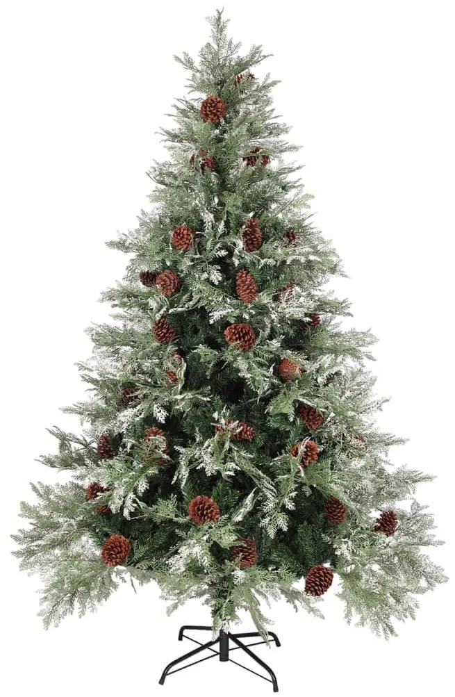 340534 vidaXL Vánoční stromek se šiškami zelenobílý 150 cm PVC a PE