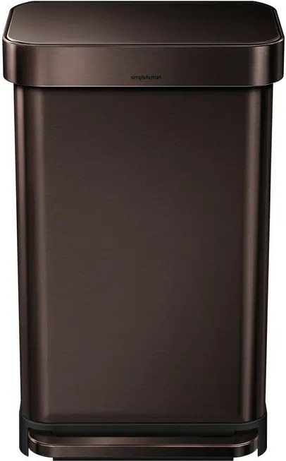 Simplehuman Pedálový odpadkový koš 45 l, dark bronz ocel, FPP, kapsa na sáčky, CW2036