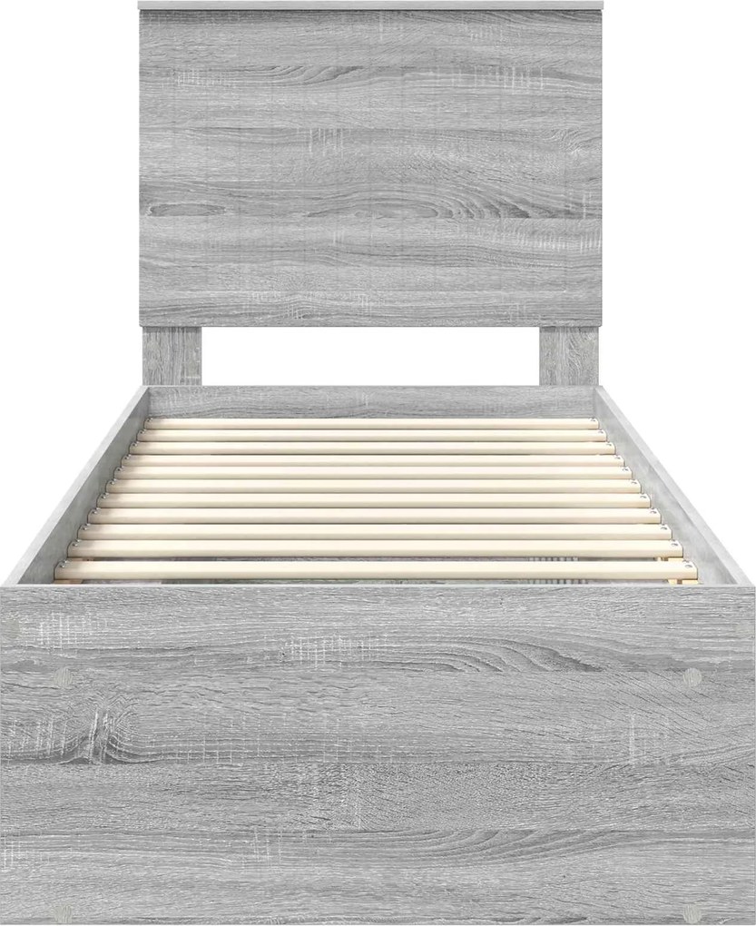 Rám postele s čelo Šedá Sonoma 75 x 190 cm Masivní borové dřevo 3411078
