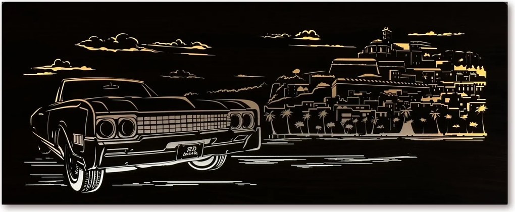 Li-Go "Oldsmobile" světelný obraz 230V 120x50 cm provedení povrchu: ořech