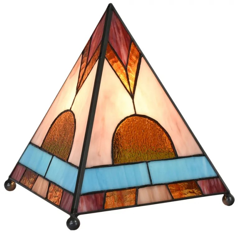 Stolní lampa Tiffany ve tvaru pyramidy – 26x26x30 cm