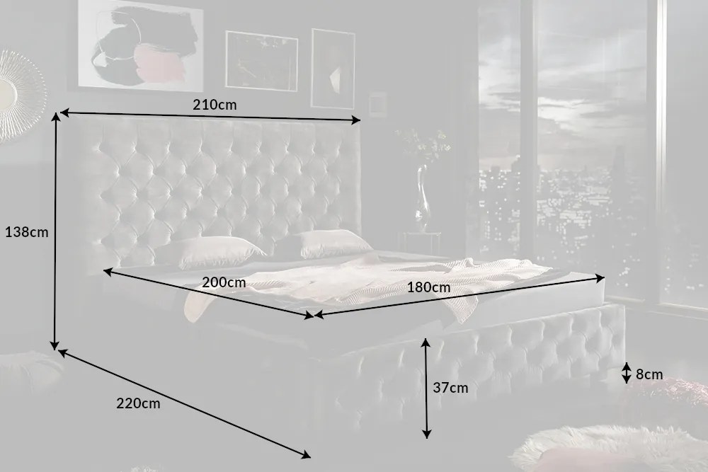 Designová postel Laney 180 x 200 cm olivově šedý samet - skladem