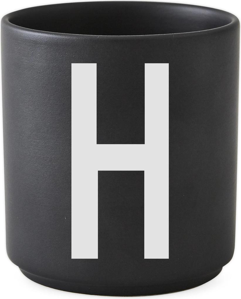 Hrnek AJ písmeno H porcelánový černý
