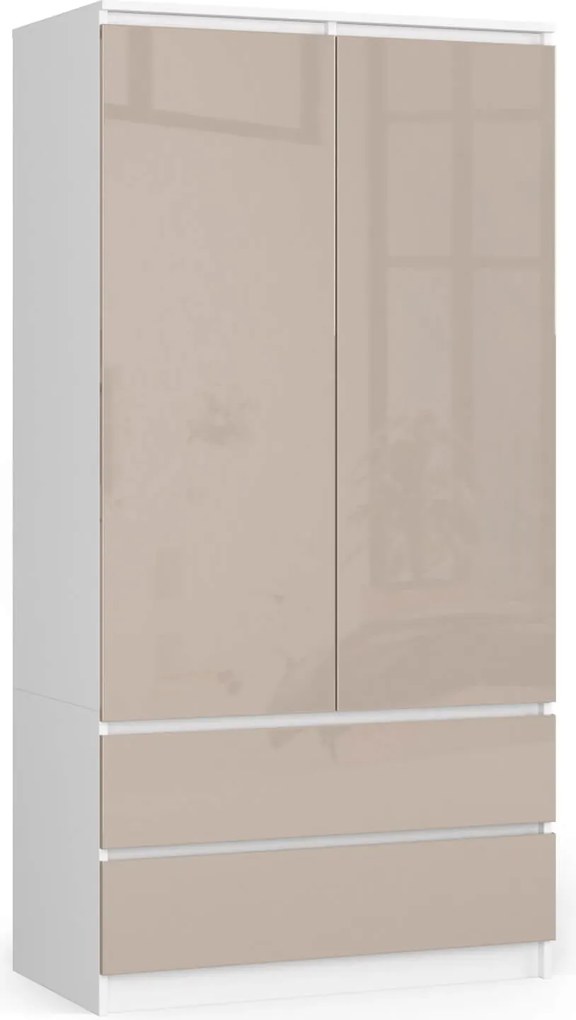 Šatní skříň S90 2D2SZ bílá/cappuccino lesk
