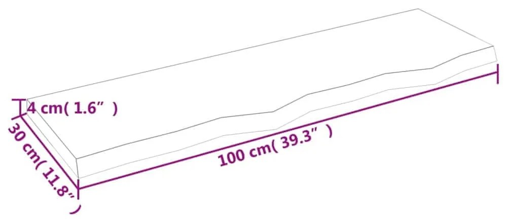 Petromila Nástěnná police hnědá 100x30x(2-4) cm ošetřený masivní dub