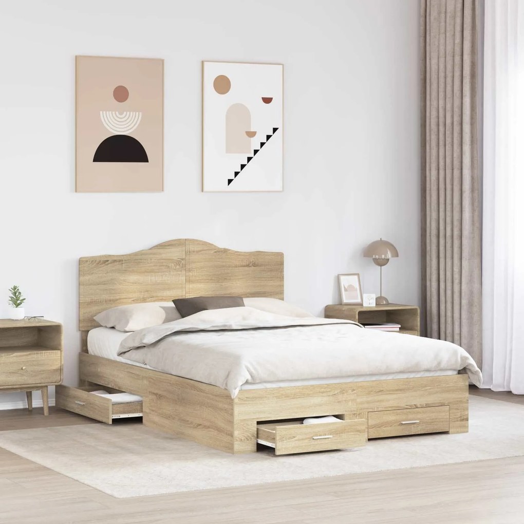 Rám postele s čelo Sonoma dub 140 x 190 cm Kompozitní dřevo 3413605