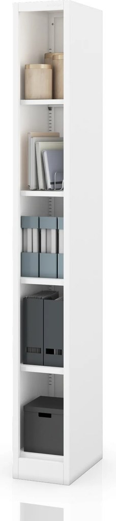 Úzký kovový archivační regál na dokumenty bílý, 250x1950x400 mm: TIM