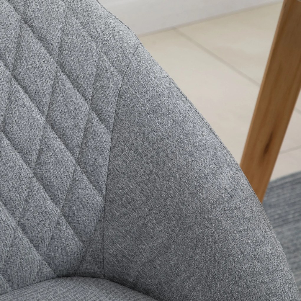 HOMCOM Sada 2 skandinávských jídelních židlí - Široké bukové nohy - Ergonomické čalounění šedým lnem