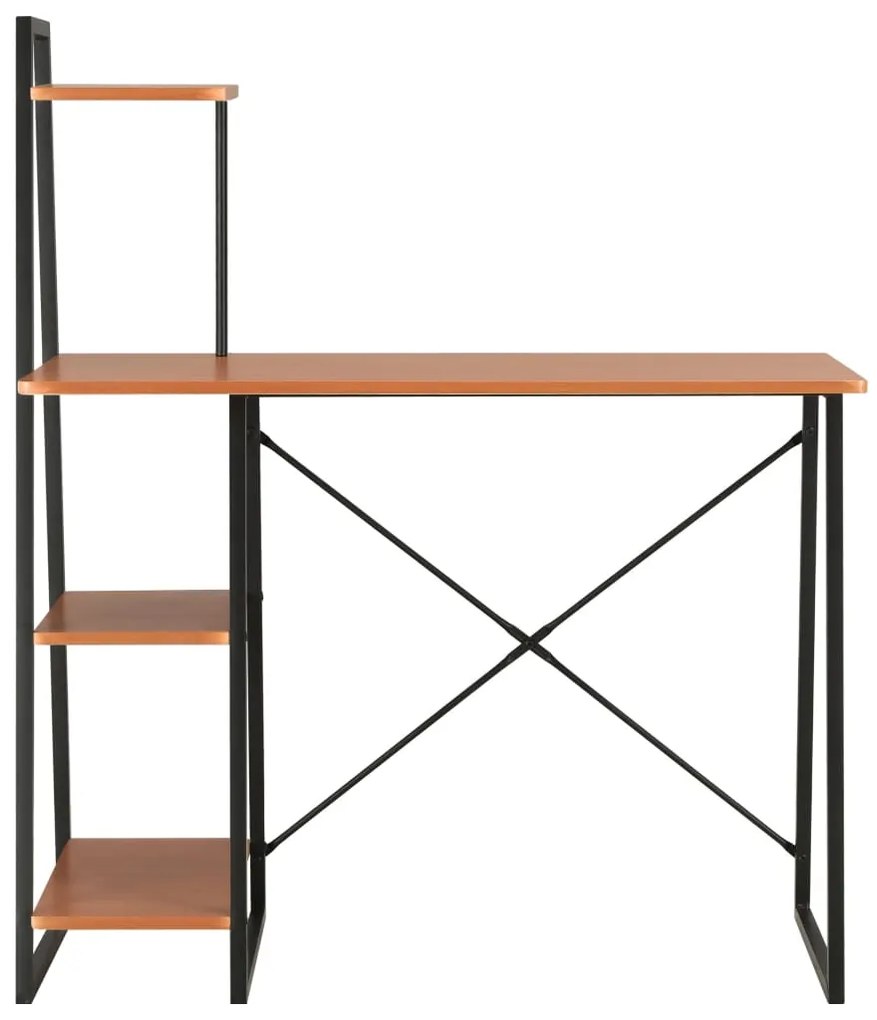 Psací stůl s poličkami černý a hnědý 102 x 50 x 117 cm 20285