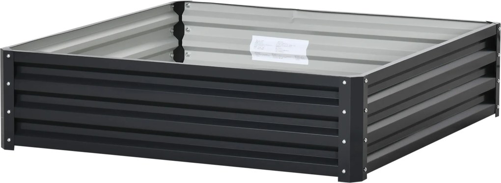 Vyvýšený záhon Outsunny, květinový box, zeleninový záhon, box na rostliny, bylinkový záhon do zahrady, na terasu, balkon, ocel, šedý, 120 x 30 cm