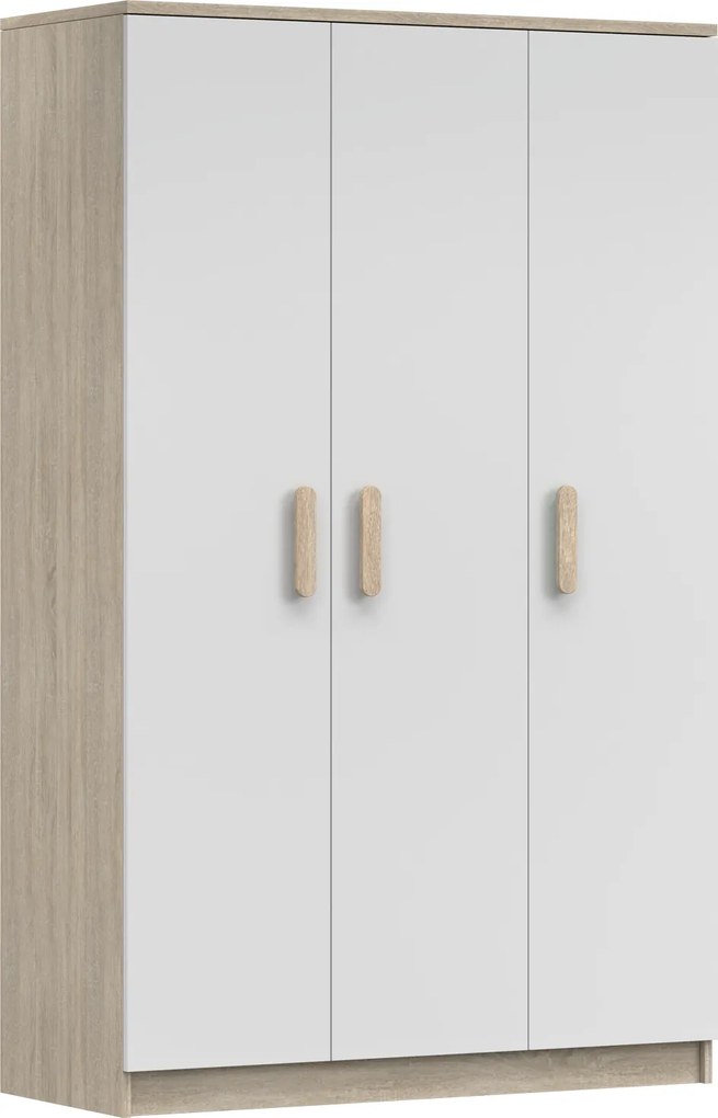 IDZ Šatní skříň SMYK III 3D 19, 120 cm Bílá + Dub Sonoma / Barevné úchytky Barva: Bílá