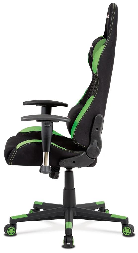 Kancelářská židle, houpací mech., černá + zelená látka, plastový kříž - KA-F02 GRN