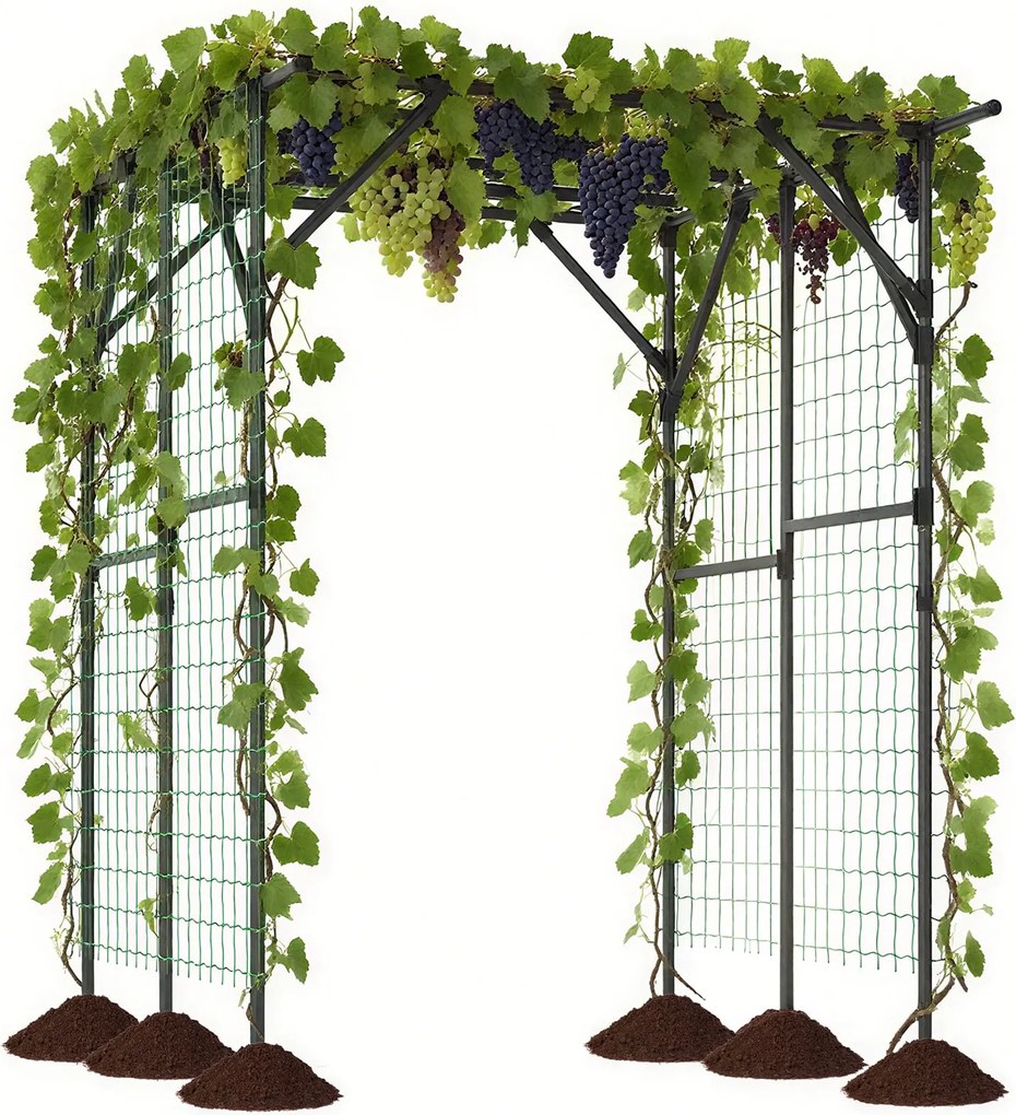 Costway Široký zahradní oblouk pro popínavé rostliny, 200 × 150 × 197 cm