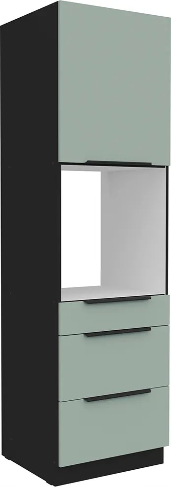 ARIA sc | vysoká skříňka 60 DPS-210 3S1F na vestavnou troubu | PREMIUM BOX | 60 cm | ANTI FINGERPRINT povrch | černá/aquamarine