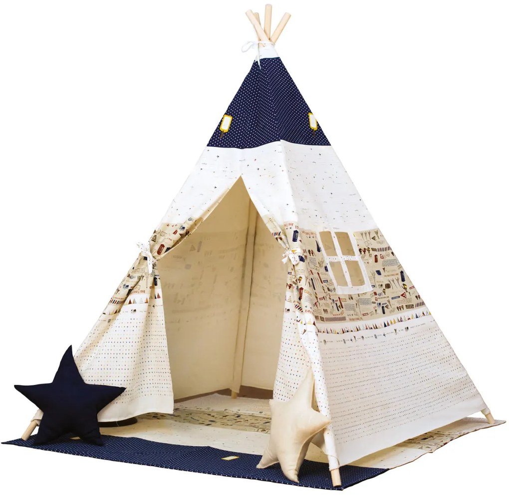Bino Stan TeePee béžovo-modrý 150 cm