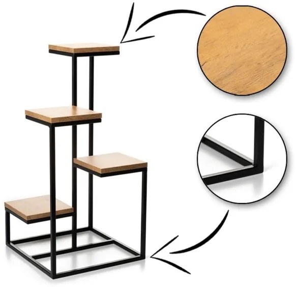 Stojan na květiny KASKADA 79x40 černá/hnědá