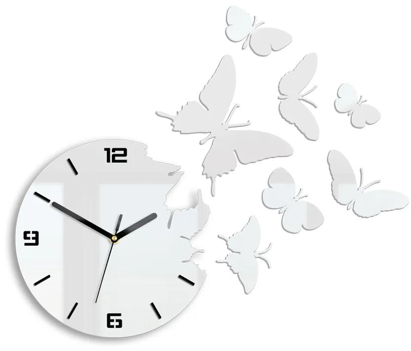 3D nalepovací hodiny Butterfly bílé