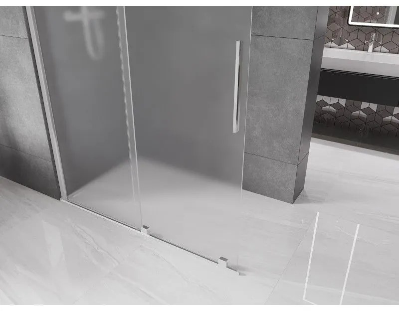 Mexen Velar, sprchová zástěna s posuvnými dveřmi Walk-in 130 x 200 cm, 8mm sklo námraza, chromová, 871-130-000-33-01