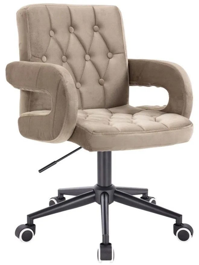 LuxuryForm DESIGN Otočná židle  BOSTON VELUR na černé podstavě s kolečky - latte