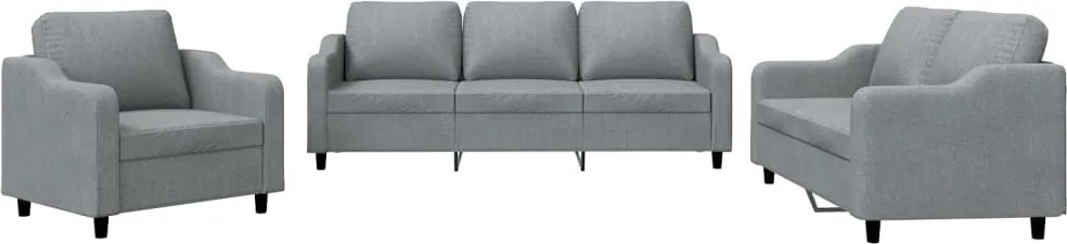 3dílná sedací souprava s poduškami světle šedá textil 3201770