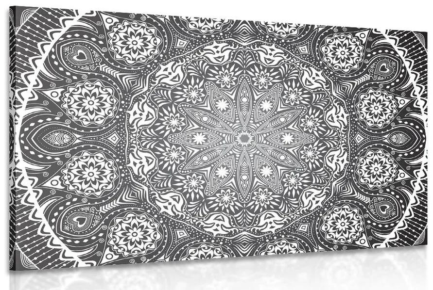 Obraz okrasná Mandala s krajkou v černobílém provedení Varianta: 60x40