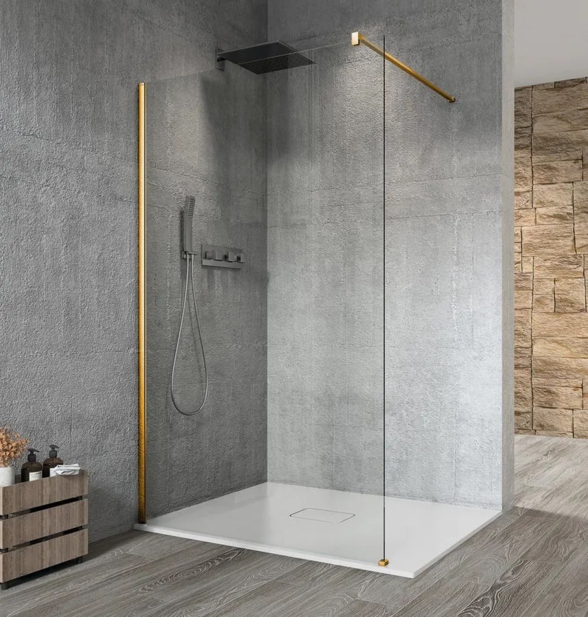 Gelco VARIO GOLD MATT sprchová zástěna 70 x 200 cm jednodílná k instalaci ke stěně čiré sklo zlatá GX1270-01