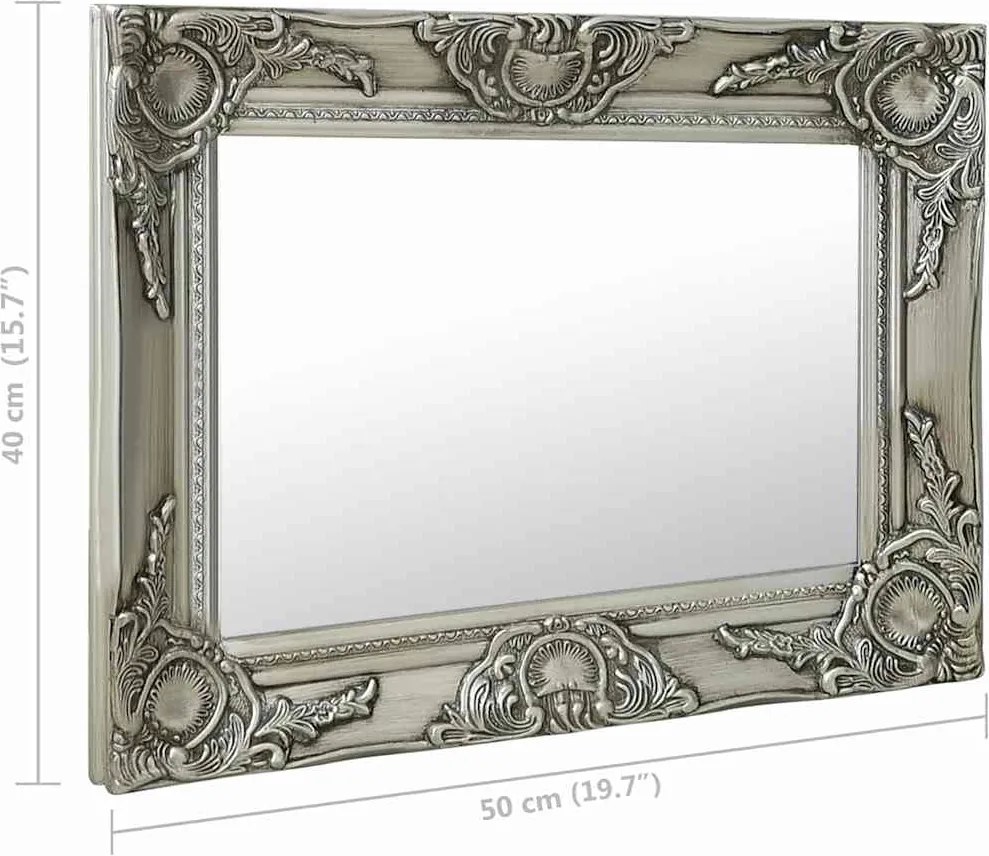 Nástěnné zrcadlo barokní styl 50 x 40 cm stříbrné 320310