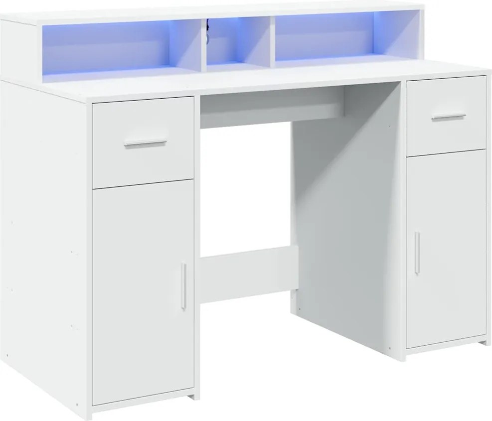 Psací stůl s LED světly bílý 120 x 55 x 91 cm kompozitní dřevo 3309411