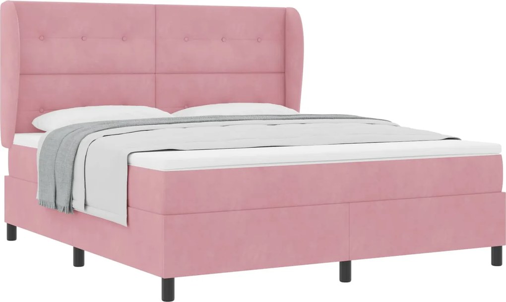 Postel s boxspringem s čelo Růžová 200 x 180 cm samet 3340945