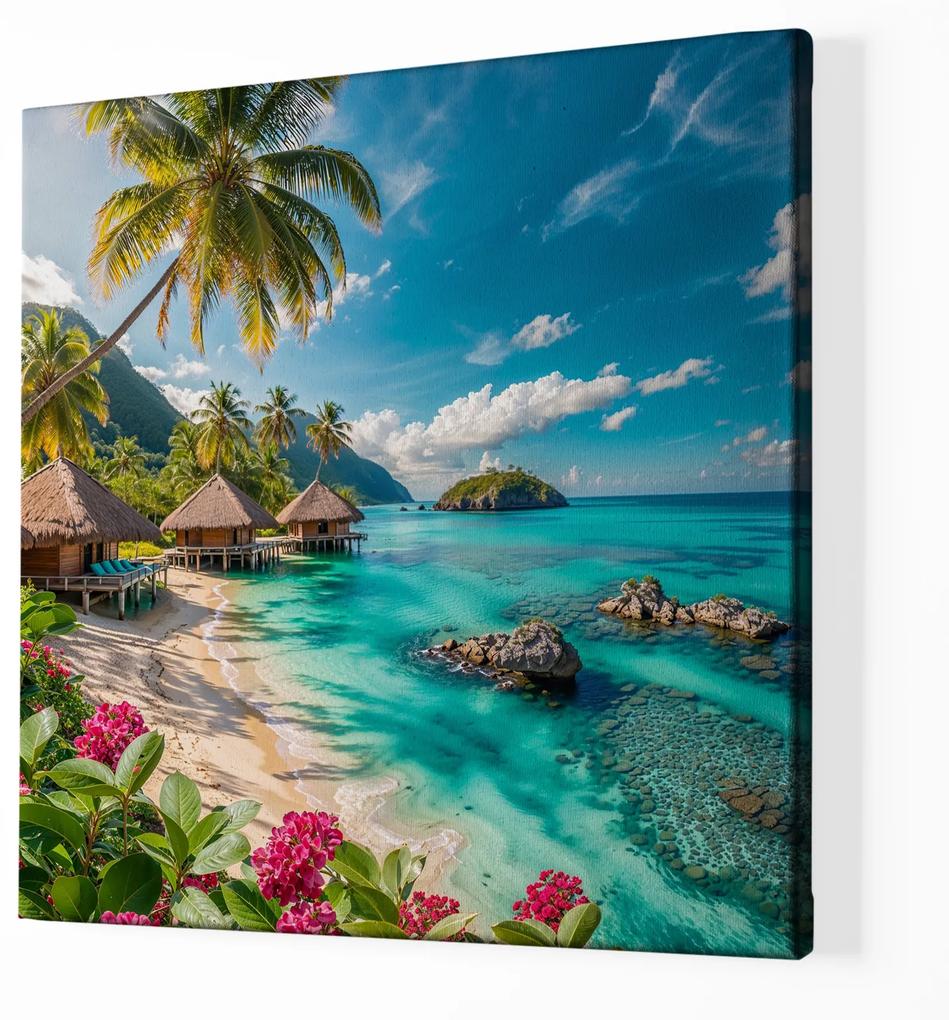 Obraz na plátně - Tropický resort Heaven Lagoon FeelHappy.cz Velikost obrazu: 100 x 100 cm