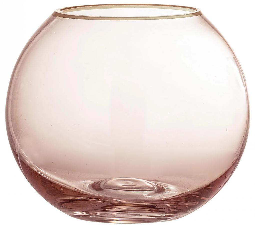 Bloomingville Skleněná váza Rose Glass, růžová barva, sklo