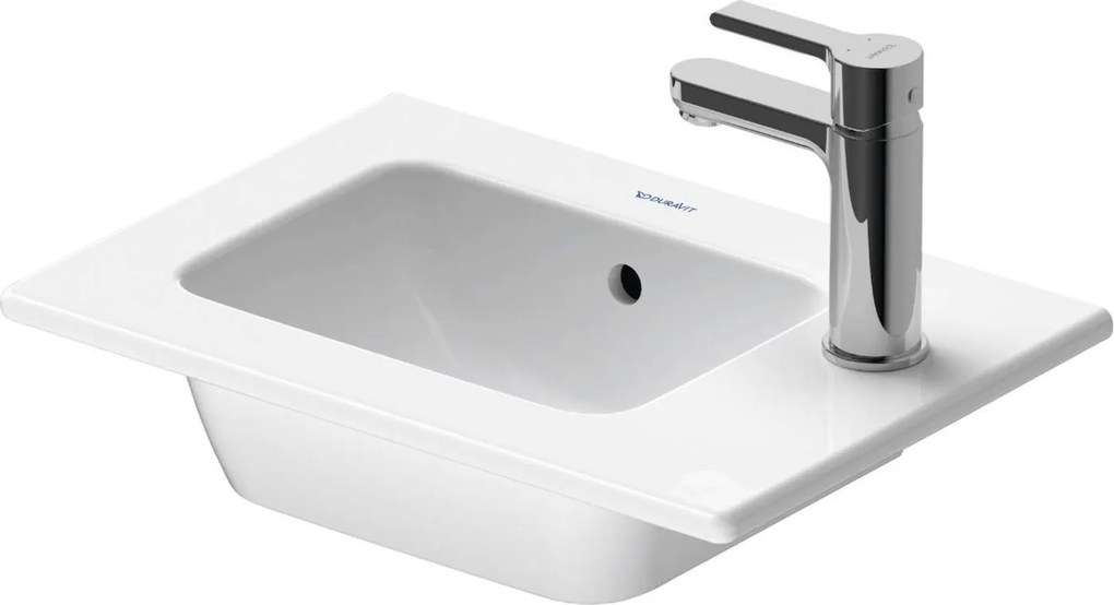 Duravit ME by Starck - Umývátko 43x30 cm, s přepadem, otvor pro baterii vpravo, DuraShield, matná bílá 072343AC00