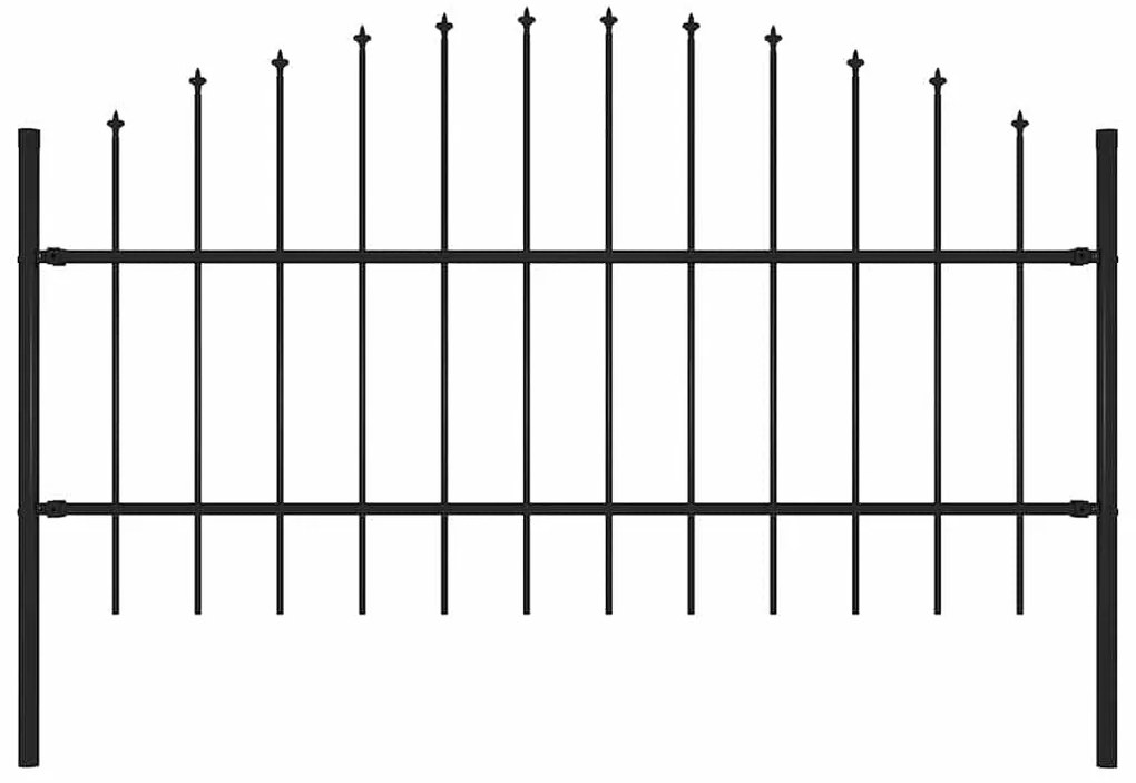 Zahradní plot Woerden s kopím nahoře ocelový 170 x 100 cm černý 144941