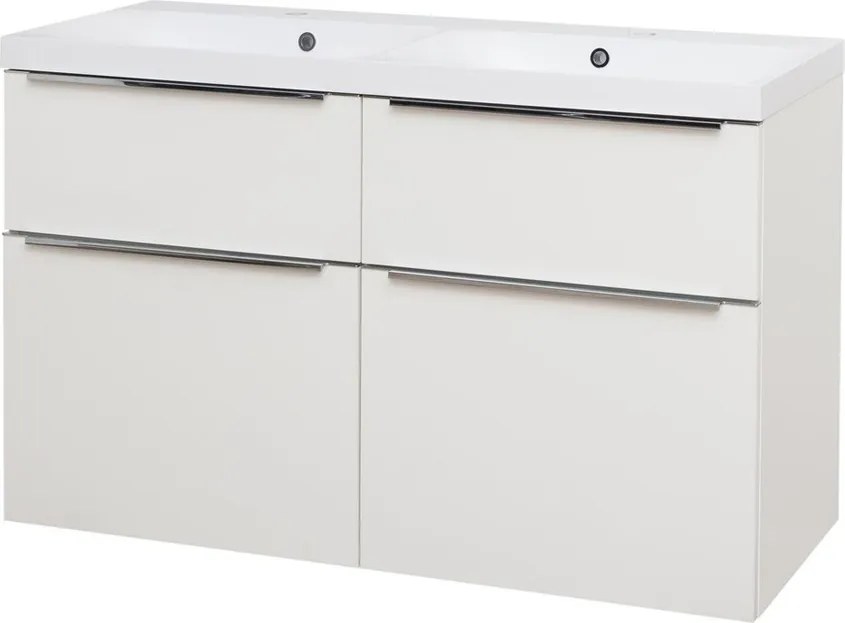 Mereo Mereo, Mailo, koupelnová skříňka s umyvadlem z litého mramoru 121 cm, bílá, dub, antracit, CN513M