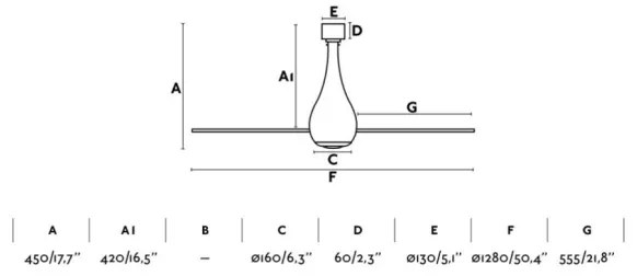 FARO 32030 - Stropní ventilátor MINI ETERFAN černá pr. 128 cm + dálkové ovládání