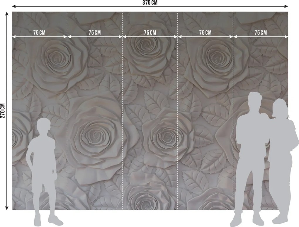 Fototapeta na míru Sádrový Basreliéf Růže | Vliesová fototapeta na zed' | DFTNXXL1226