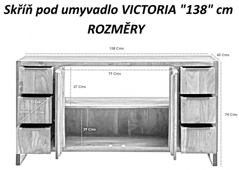 Koupelnový set široká komoda a zrcadlo Victoria divoký dub